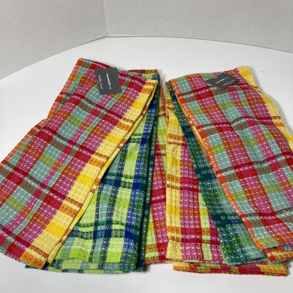 Kmart | Kitchen | 0 Cotton Kitchen Towels Waffle Spring Colors Pink ...